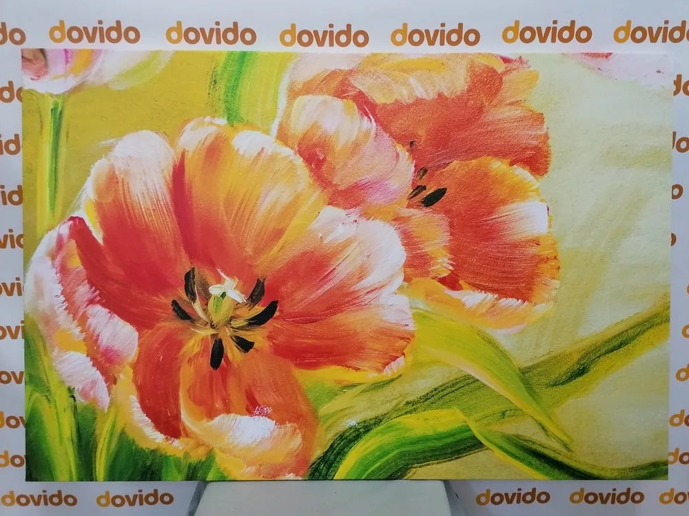 Obraz červené tulipány ve vintage provedení - 120x80 cm