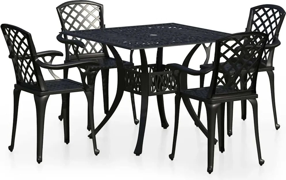 5dílný bistro set litý hliník černý 3070614