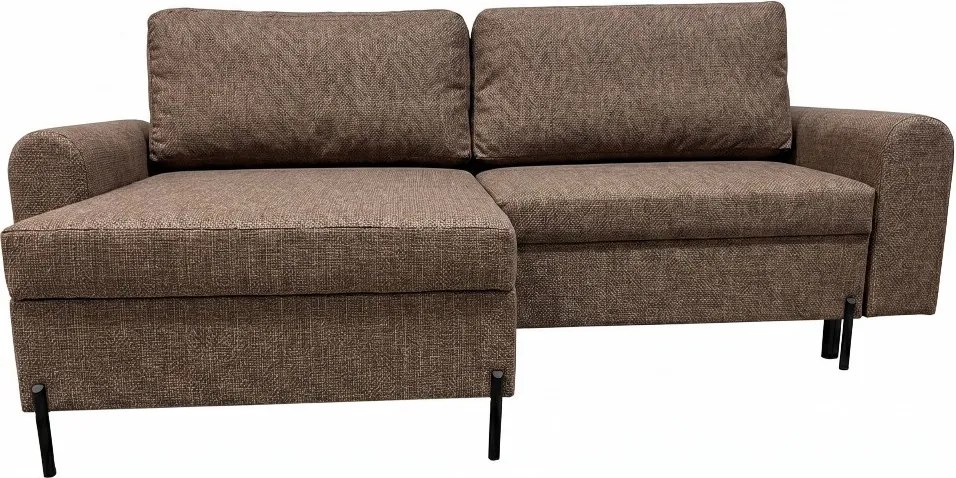 Rohová rozkládací sedací souprava do L PORTINE, 245 cm, s úložným prostorem Roh pohovky: Levý roh, Barva látky Sawana: Hnědá (Sawana 25)