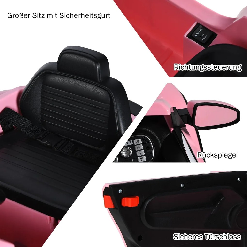 Costway VW Beetle dětské auto s hudbou a 2 režimy svícení včetně 2,4 G dálkového