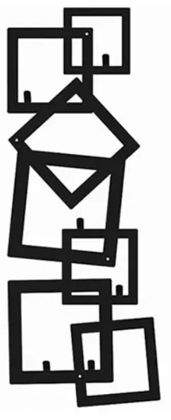 Walenty Kovový nástěnný věšák svislý čtverce 60x25cm černý