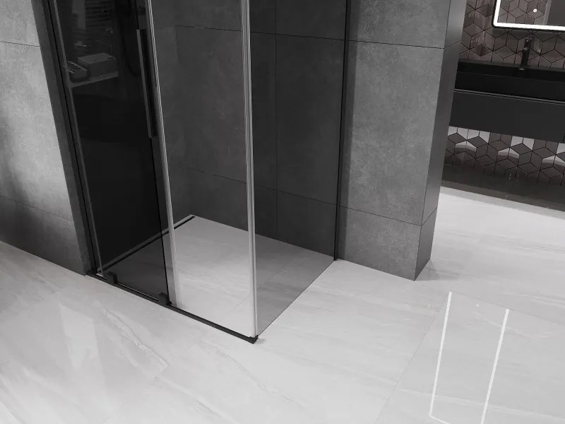 Mexen Velar L, sprchový kout s posuvnými dveřmi 90 x 100 cm, 8mm šedé sklo, černá matná, 871-090-100-43-70