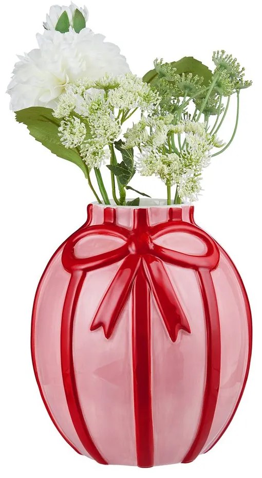 PRESENT Váza 18 cm - růžová/červená