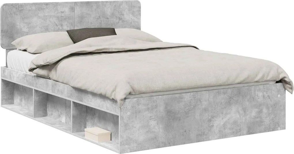 Rám postele s čelo Beton 160 x 200 cm Masivní borové dřevo 3412054