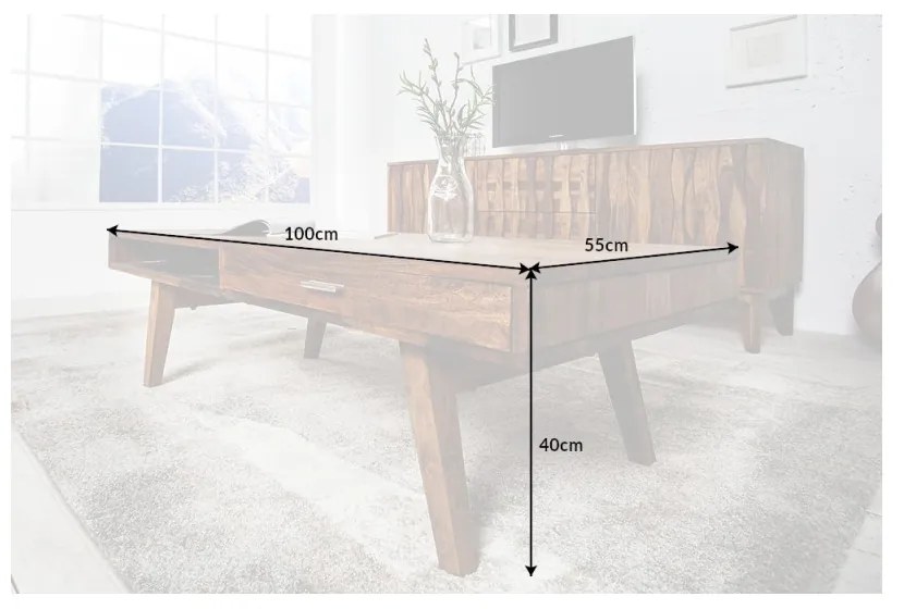 Massive home | Konferenční stolek RETRO 100 CM masiv sheesham