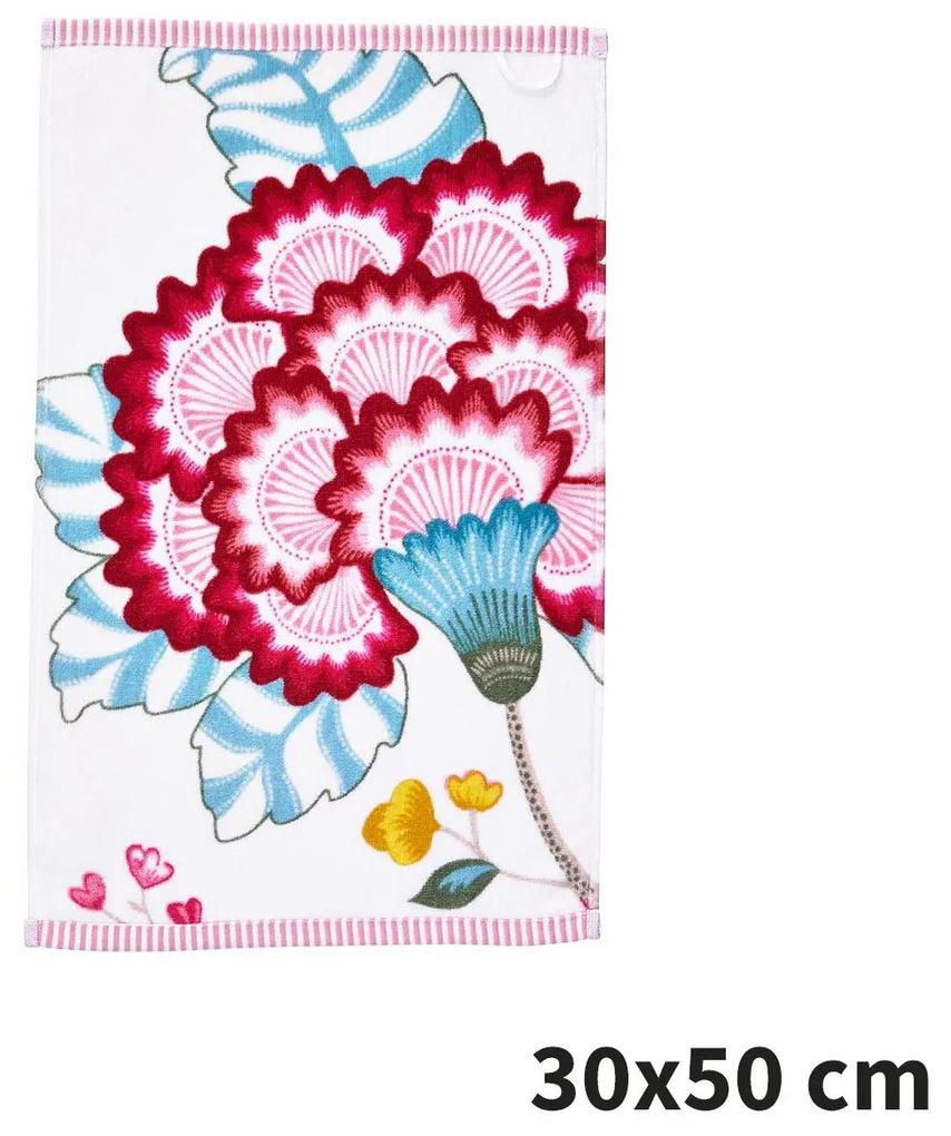 Malý ručník na ruce bilý, květinový vzor, savý ručník do koupelny, 100% bavlněný velur, PiP Studio - 55x100