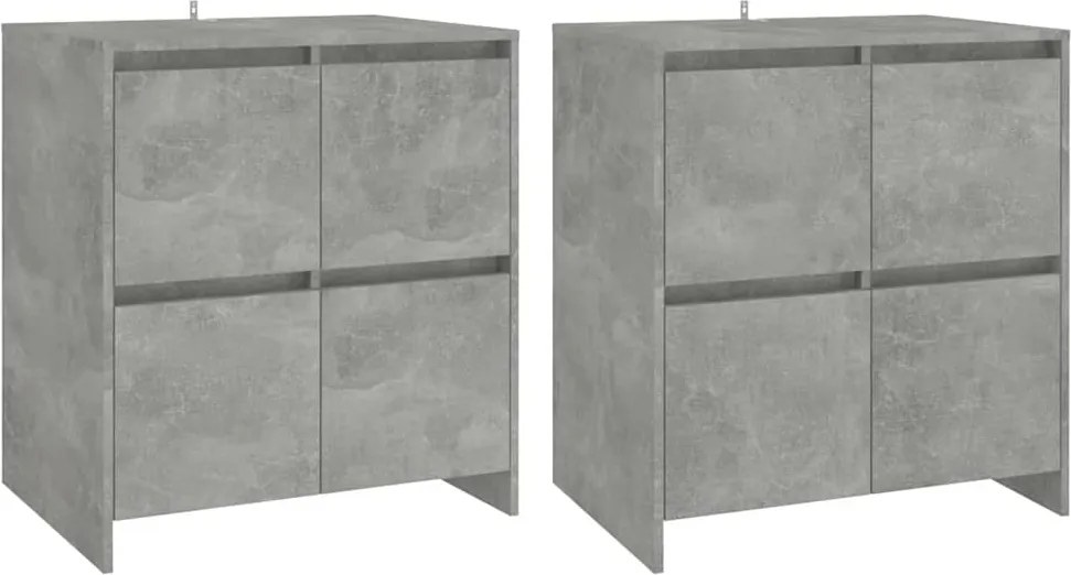 Příborníky 2 ks betonově šedé 70 x 41 x 75 cm dřevotříska 3098092