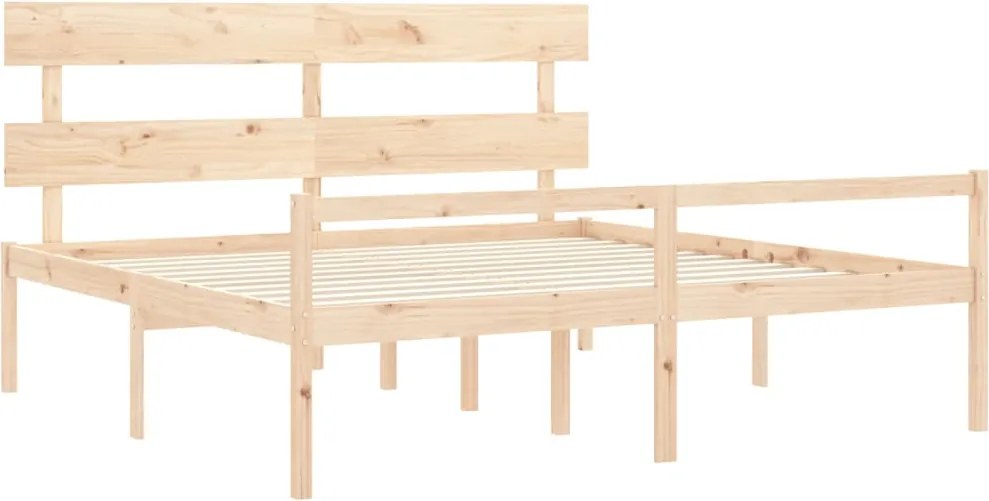 Postel s čelem pro seniory 200x200 cm masivní dřevo 3195371