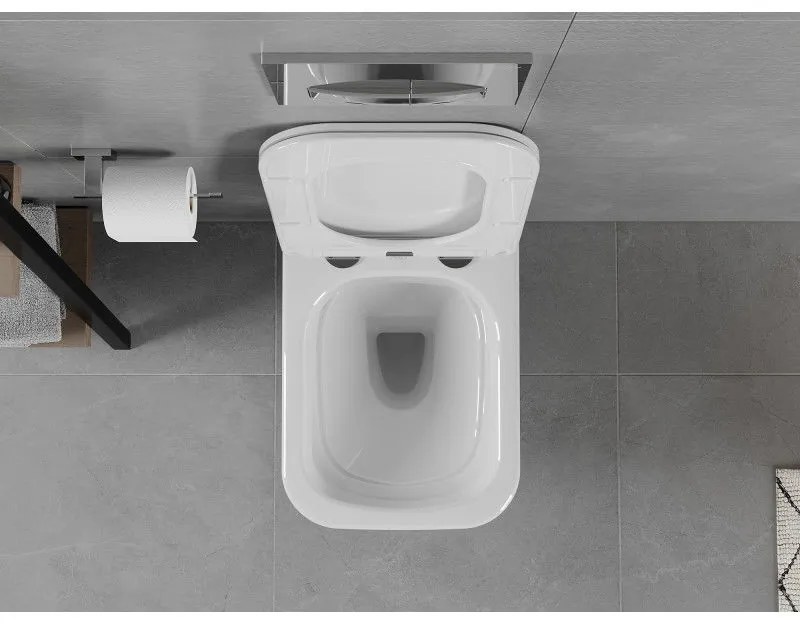 Mexen Elis závěsné wc Rimless s toaletním Slim sedátkem z duroplastu, 52 x 34,5 cm, bílá - 30910600