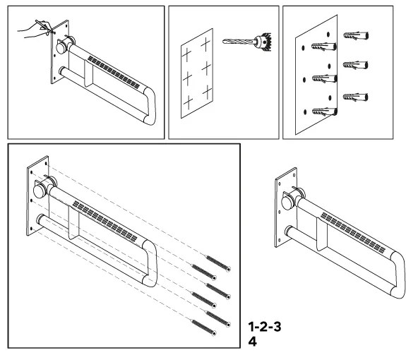 Nimco Pevné podpěrné madlo 800 mm - BMUC 9080-90, černé