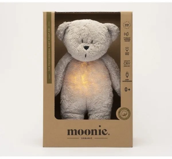 Moonie - Usínáček s melodií a světlem medvídek 2.0 organic grey