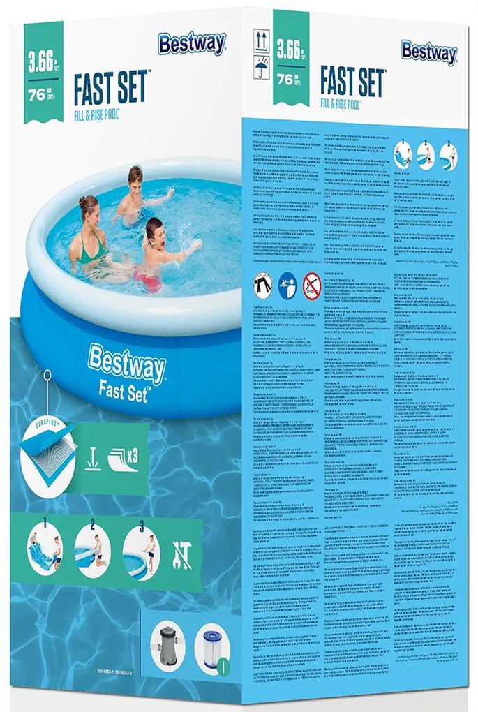 BESTWAY Fast Set Bazén 366 x 76 cm, kartušová filtrace 57274