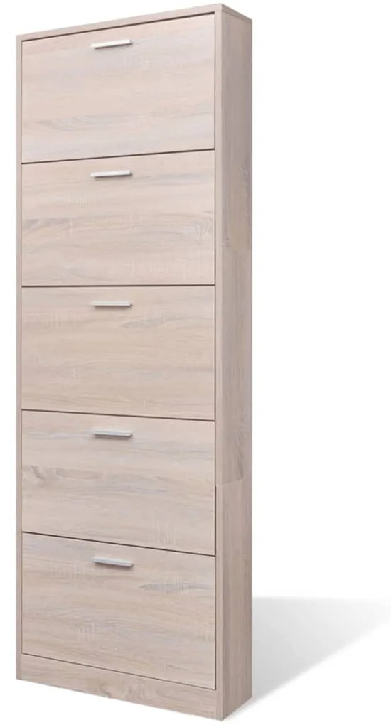 Dřevěný botník s 5 přihrádkami vzhled dubu 241241