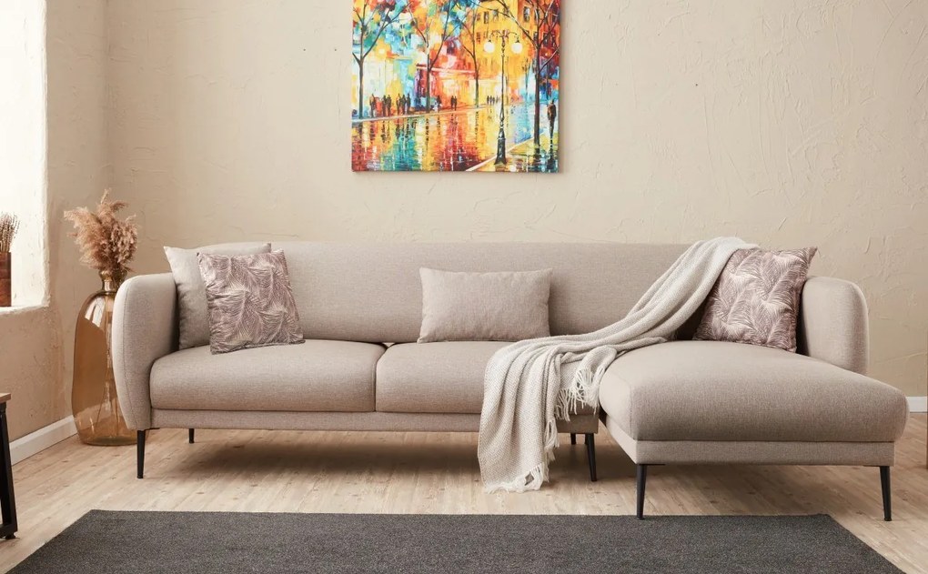 Hanah Home Rohová pohovka VENUS krémová pravá 825BLC2764