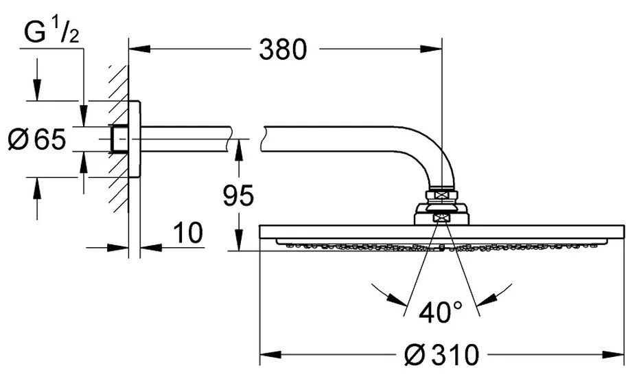 Grohe Rainshower Cosmopolitan 310 - Hlavová sprcha s ramenem 380 mm, 1 proud, kartáčovaný Warm Sunset 26066DL0