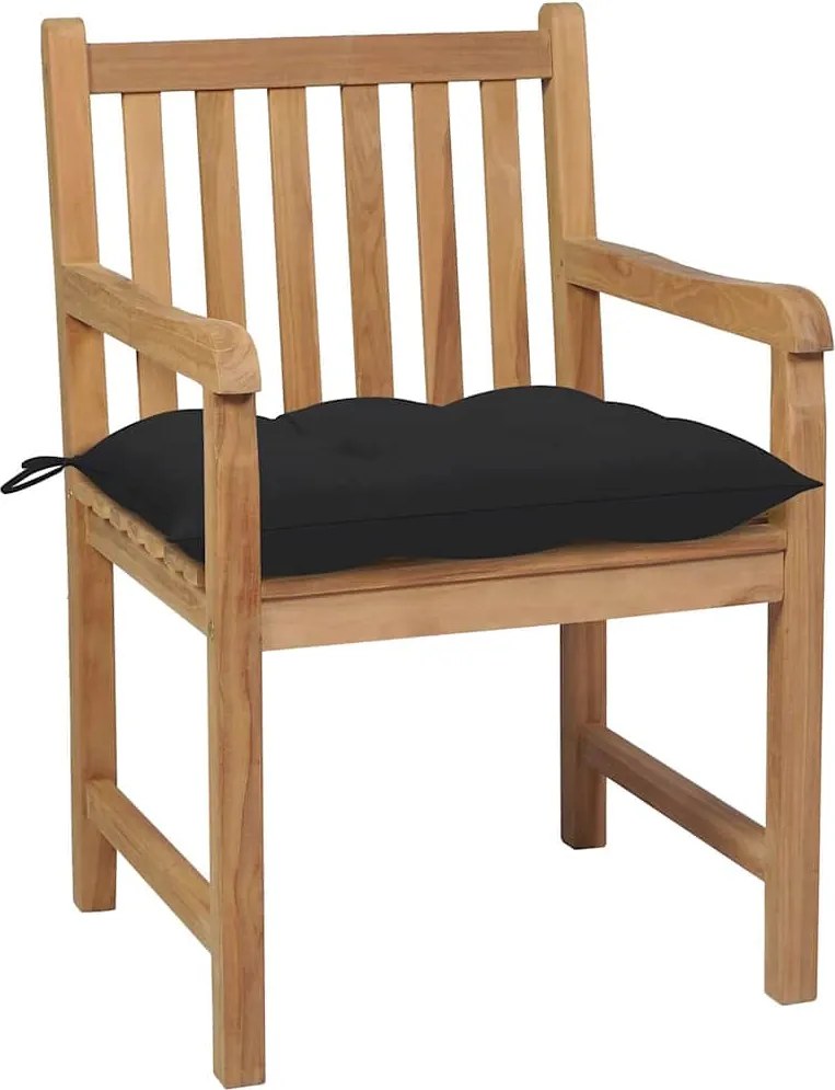 Zahradní židle 4 ks černé podušky masivní teak 3073026