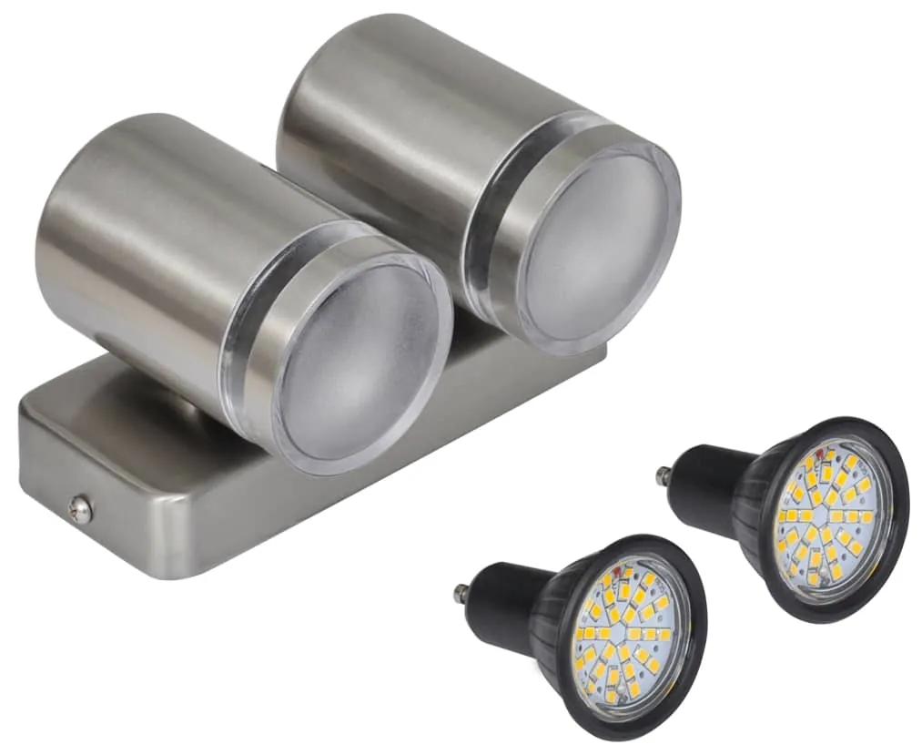 LED nástěnné svítidlo nerezová ocel dole s kuželovou hlavou - Default Title