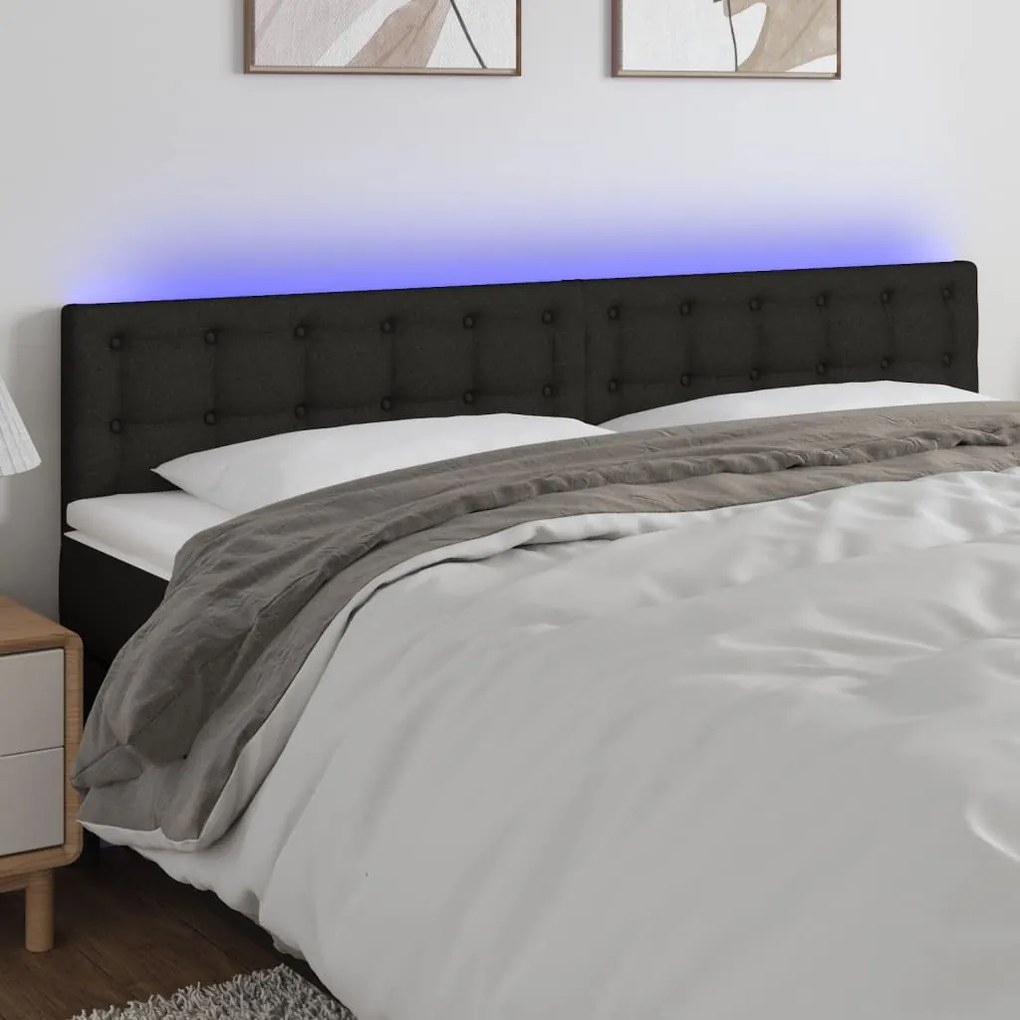Čelo postele s LED černé 160x5x78/88 cm textil 3122054
