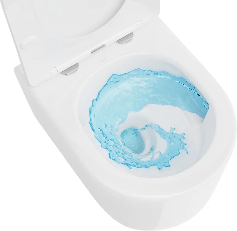 Mexen Sofia, závěsná WC mísa 490x360x355 mm, Rimless Tornádo + WC sedátko z duroplastu, bílá lesklá, 30540200T