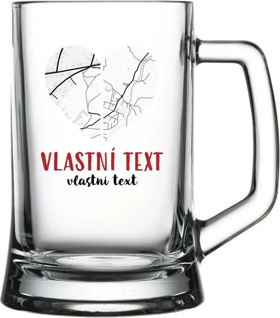 Personalizovaná pivní sklenice - Dvě místa, jedno srdce