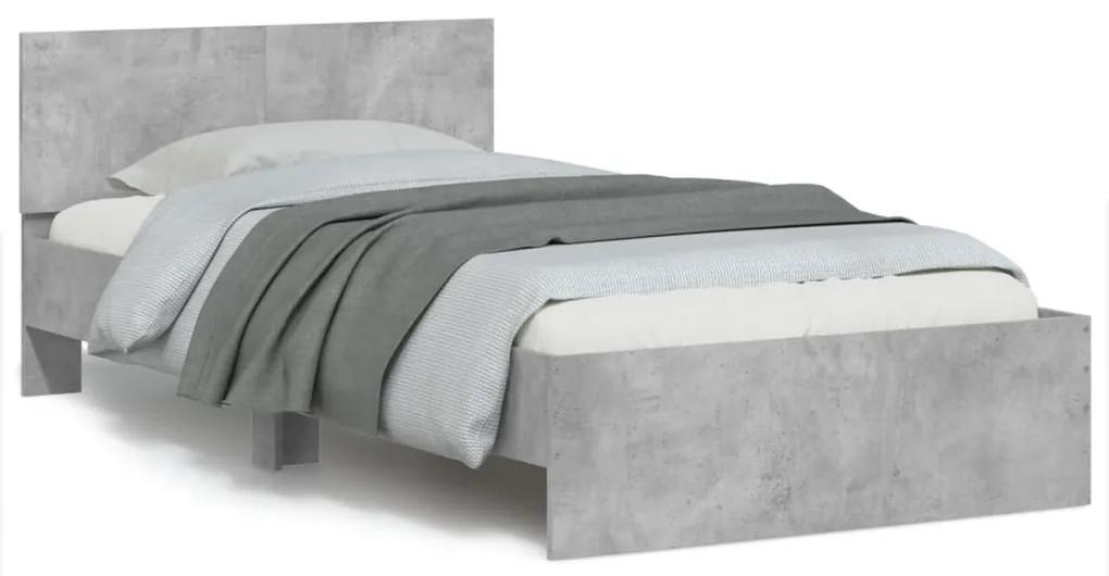 Rám postele s čelem betonově šedý 100 x 200 cm kompozitní dřevo - Default Title