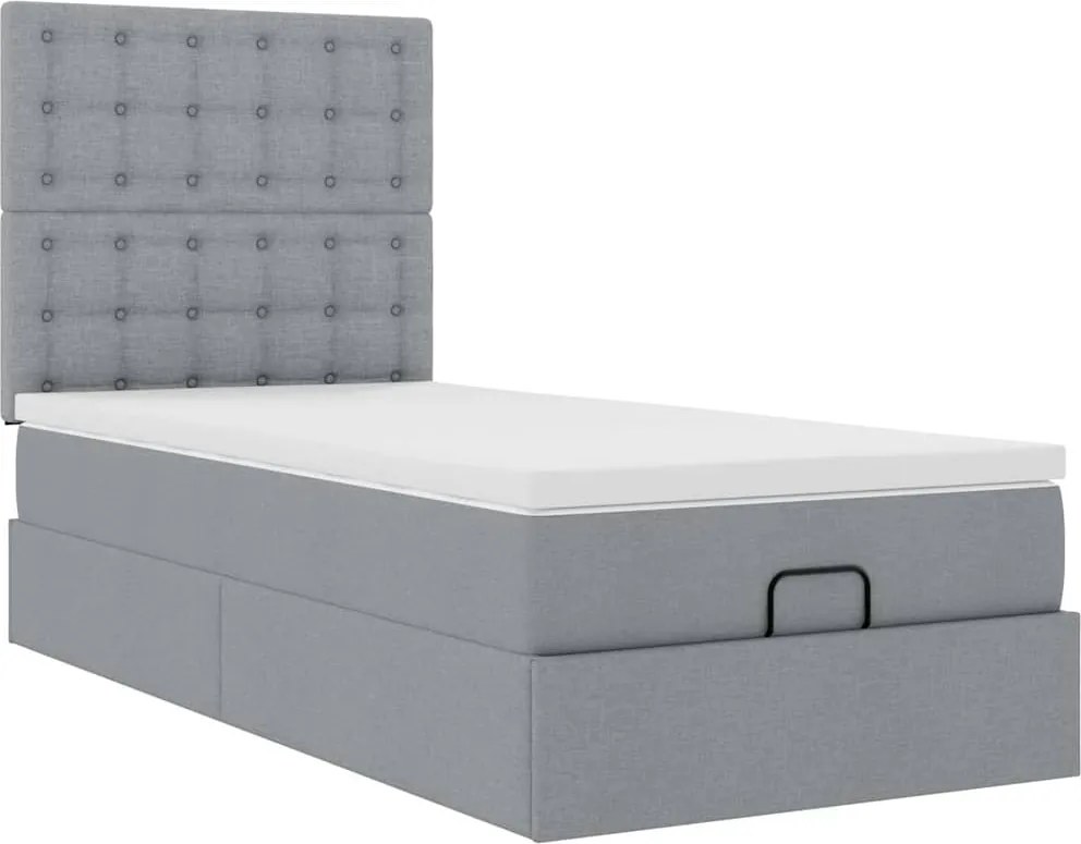 Osmanská postel s matrací & LED světle šedá 80x200cm látka 3314127
