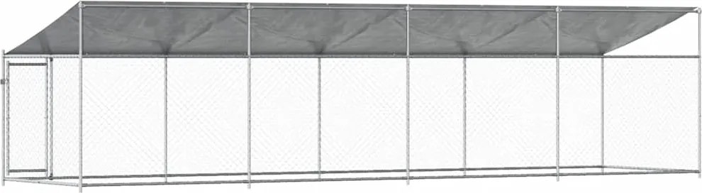 Klec pro psy se střechou a dvířky šedá 8x2x2 m pozinkovaná ocel 3209570