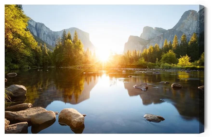 Obraz Východ Slunce V Yosemitském Údolí Nedostatek Nedostatek Přírodní plátno 100x70
