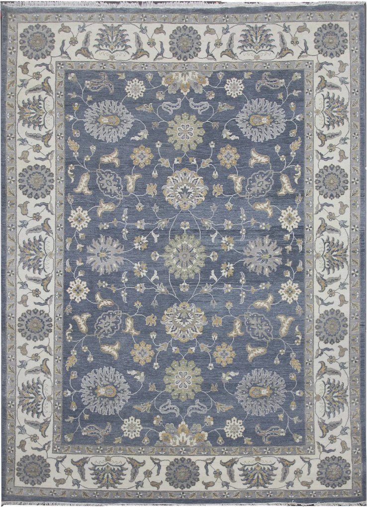 Ručne viazaný kusový koberec Diamond DC-Zigler Jeans blue / ivory, 160x230, modrá, chodba / predsieň, Diamond Carpets India