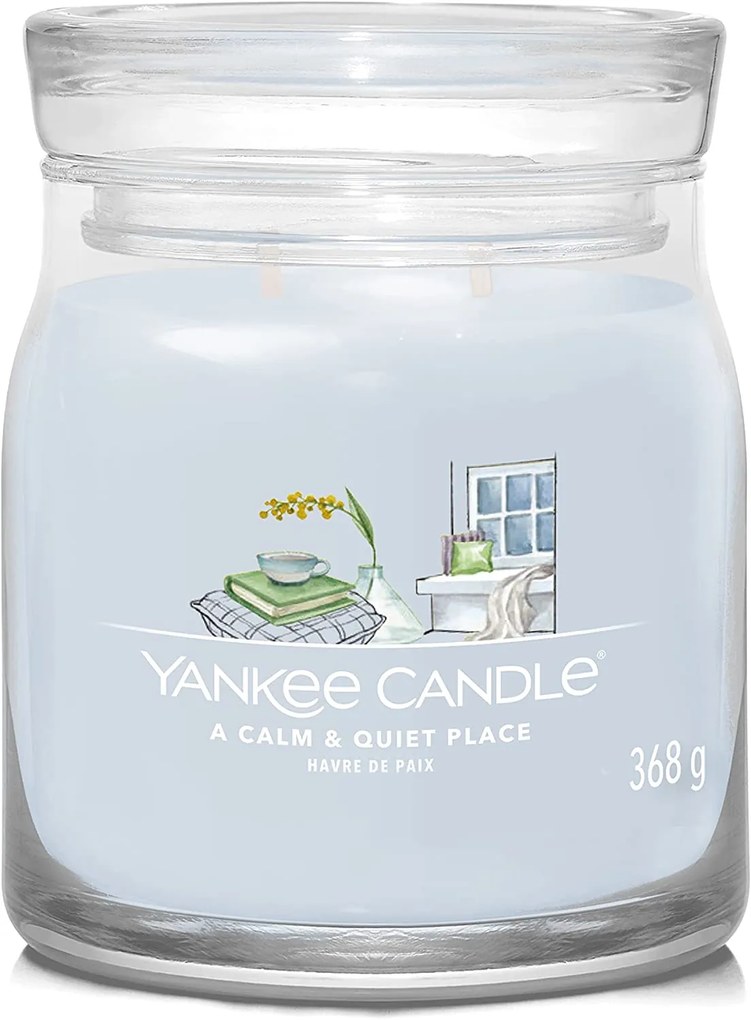 Yankee Candle vonná svíčka Signature ve skle střední a Calm & Quiet place 368g