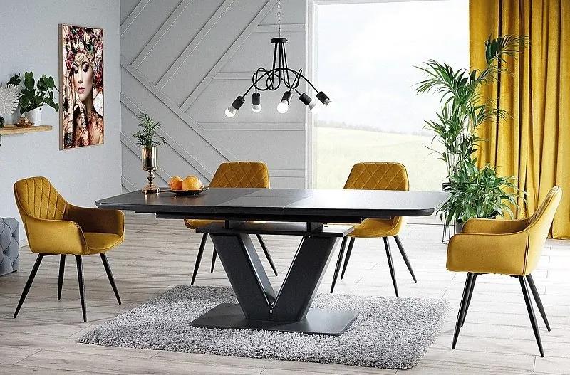 Casarredo - Komfort nábytek Designové jídelní křeslo LINEA/ANEI VELVET žlutá curry/černý kov
