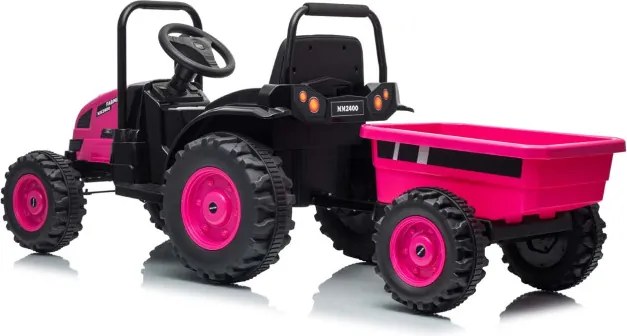 Elektrický traktor Milly Mally s přívěsem růžový