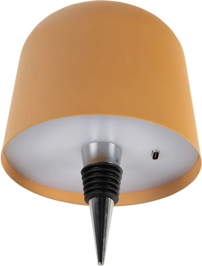 Okrově žlutá LED stolní lampa na lahev s kovovým stínidlem (výška 13 cm) Cone Hat LED – Leitmotiv
