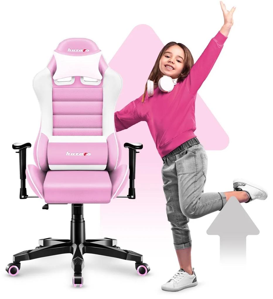 Dívčí herní křeslo růžové barvy pro teenegery