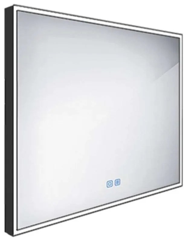 Nimco - Zrcadlo s LED osvětlením, 80x70 cm, dotykový senzor, matná černá ZPC 13003VX-90