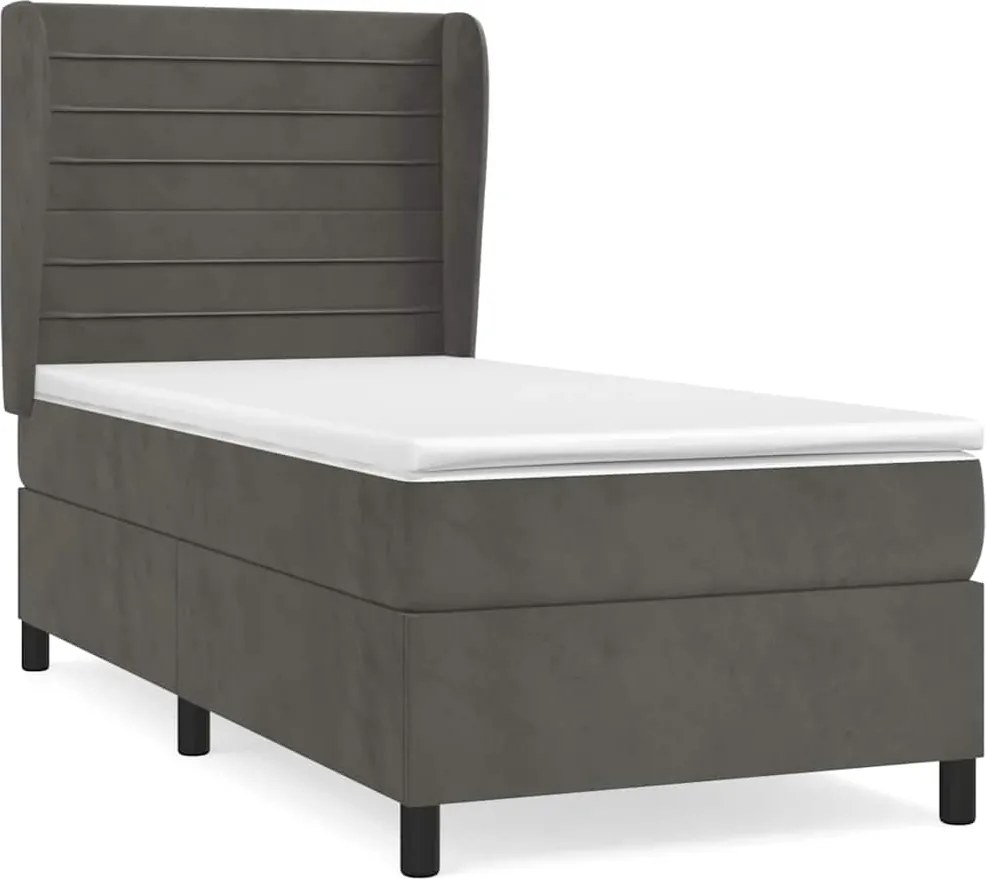 Box spring postel s matrací tmavě šedá 90x190 cm samet 3129244
