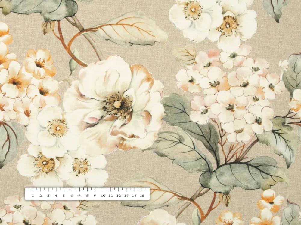 Biante Dekorační povlak na polštář PML-106 Malované květy na béžovém 70 x 90 cm