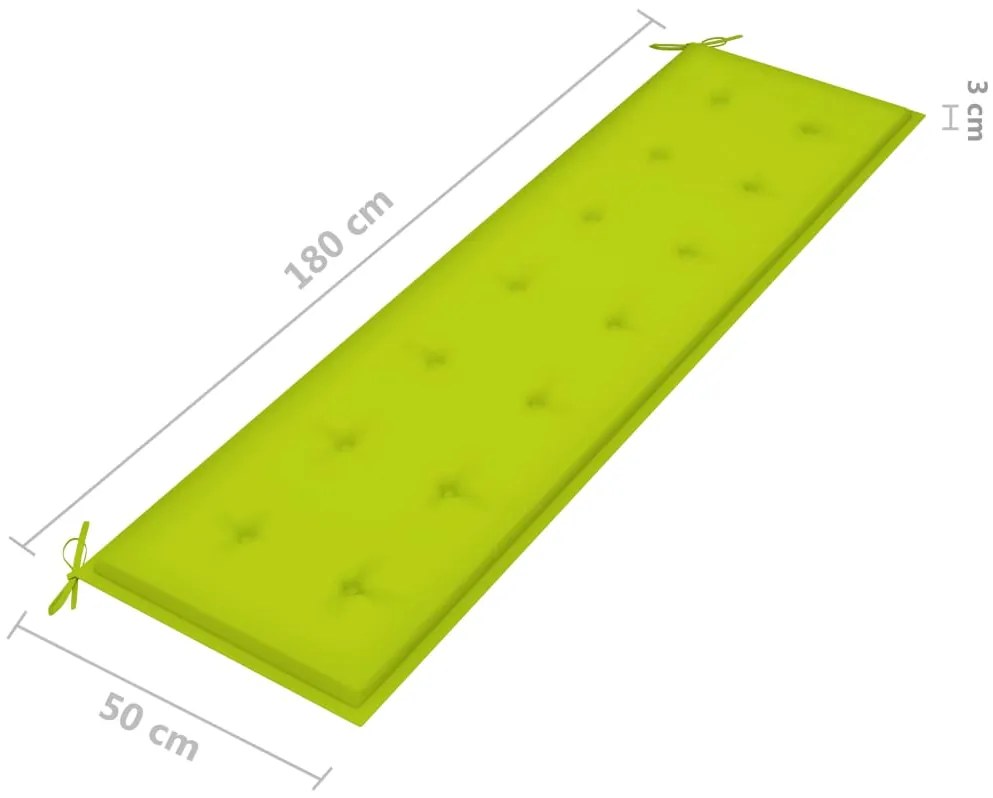 vidaXL Marketos Zahradní lavice s jasně zelenou poduškou 175 cm masivní teak