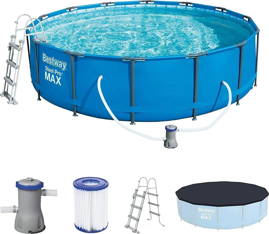 Bestway Bazén Steel Pro MAX modrý, filtrace, schůdky, plachta pr. 427x107cm (GS)