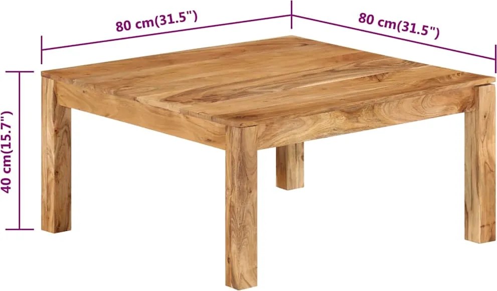 Konferenční stolek 80 x 80 x 40 cm masivní akáciového dřevo 338031