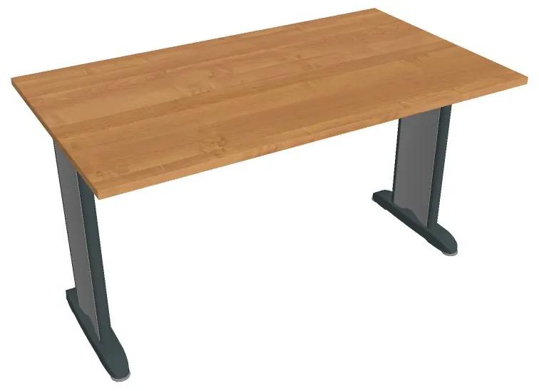 Stůl jednací rovný 140 cm - Hobis Flex FJ 1400 Dekor stolové desky: olše, Barva nohou: černá