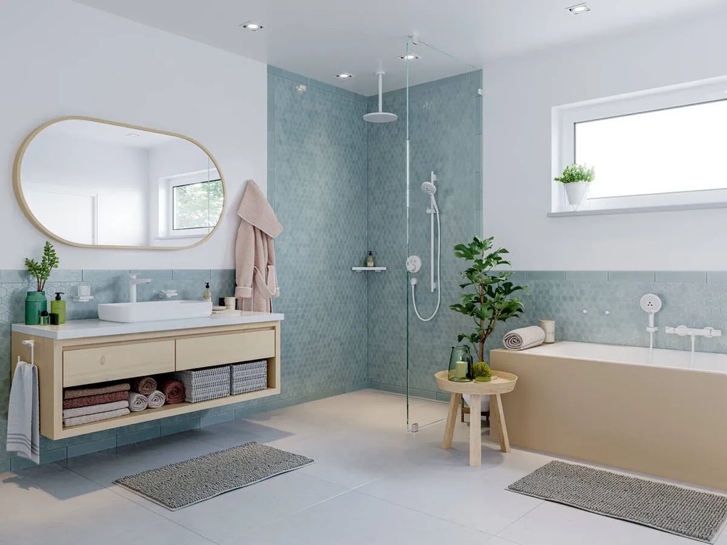 Hansgrohe Talis E, vysoká umyvadlová baterie 240 s odtokovou soupravou s táhlem, bílá matná, 71716700