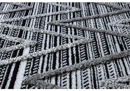 koberec MAROC P657, černo šedý střapce, vzor diamanty, cik cak, etn velikost 140x190 cm | krásné koberce cz