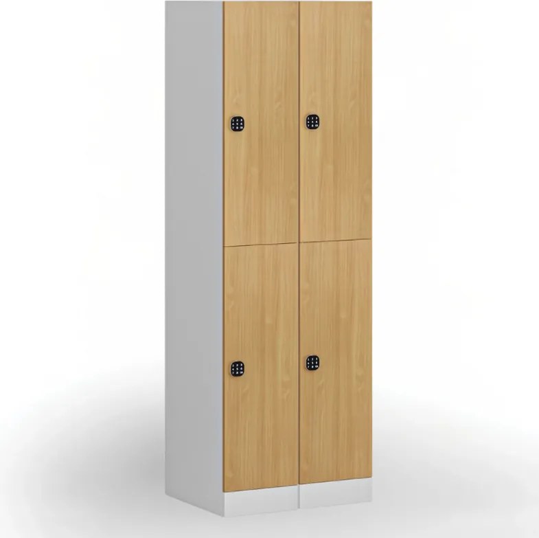 Šatní skříňka S1 s úložnými boxy, 2 boxy, 1850 x 300 x 500 mm, kódový zámek, laminované dveře, dub přírodní