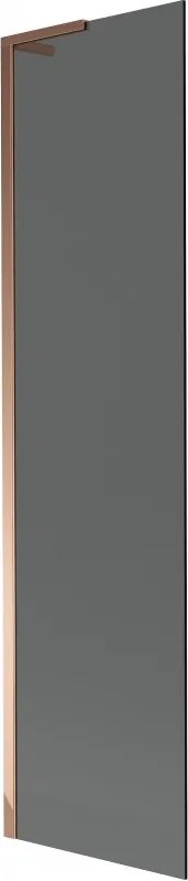 Mexen Next L, 1-křídlová vanová zástěna 50 x 150 cm, 6mm šedé sklo, růžové zlato profil, 895-050-000-03-40-60