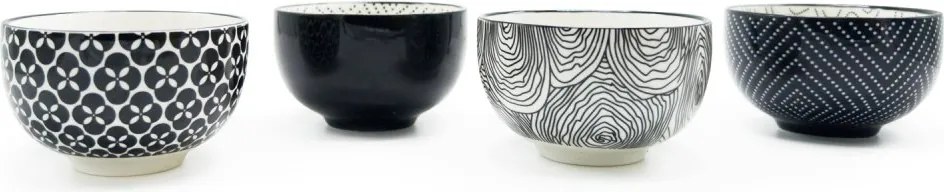 Sada porcelánových misek Bredemeijer Pucheng, 200 ml – černobílý minimalistický set