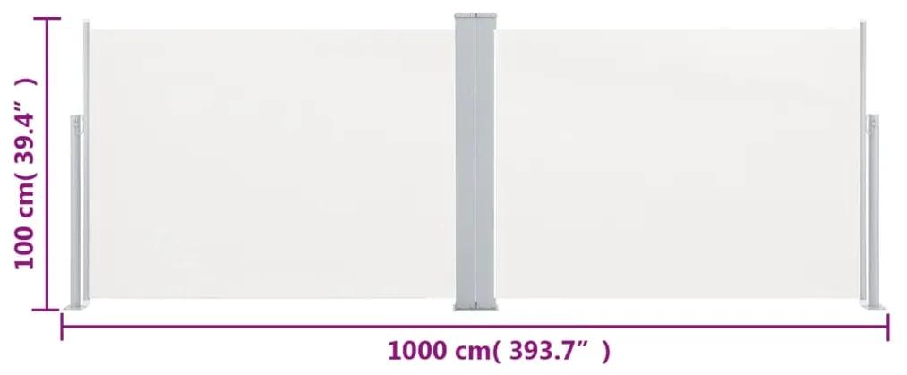 vidaXL Zatahovací boční markýza / zástěna krémová 100 x 1000 cm