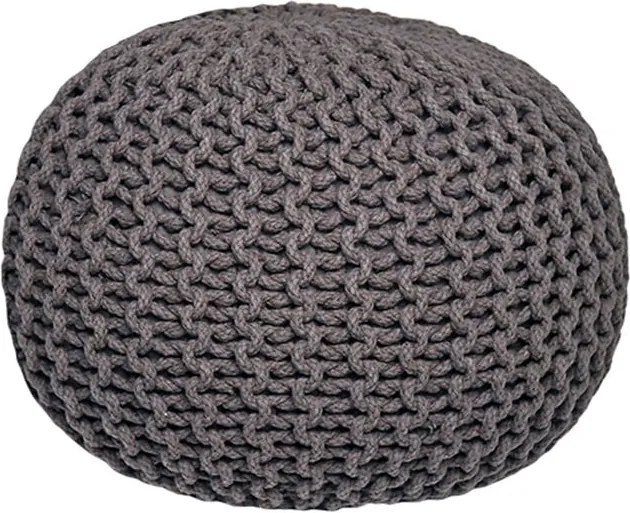 Antracitový pletený puf LABEL51 Knitted, ⌀ 50 cm