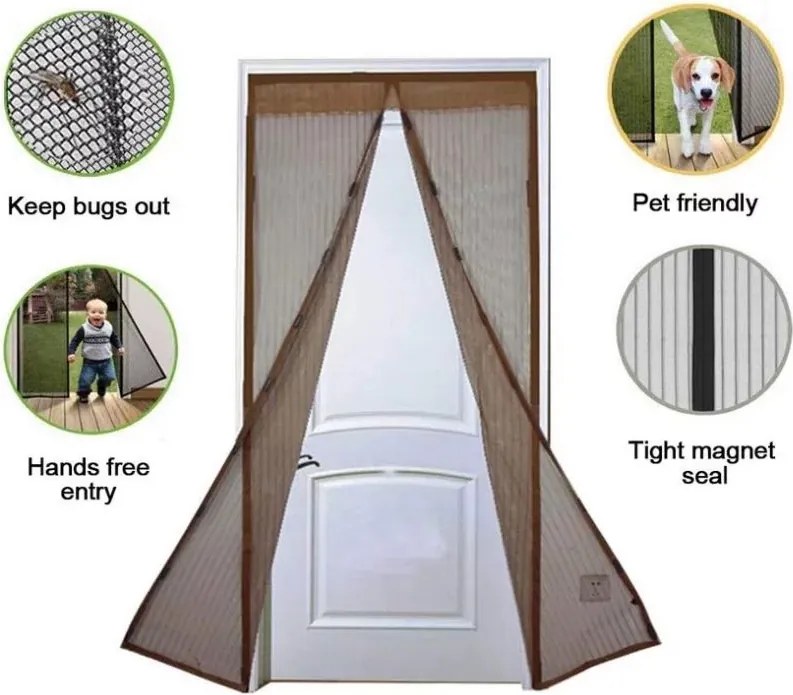 Zaparkorun Magnetická síť do dveří proti hmyzu - černá