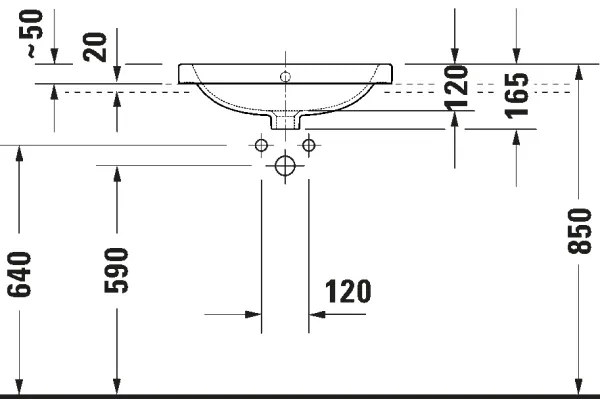Duravit 24025500002 - Závěsné umyvadlo D-CODE 55x44 cm keramika/lesklá bílá